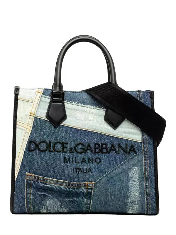 Dolce & Gabbana Patchwork Denim Shopper Tote - Blue