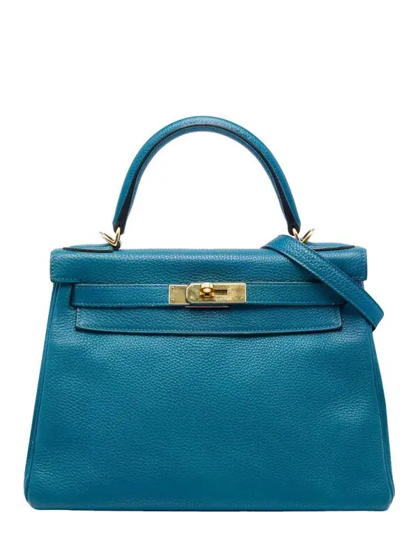 Hermès Togo Leather Kelly Ii Retourne 28 Satchel - Blue