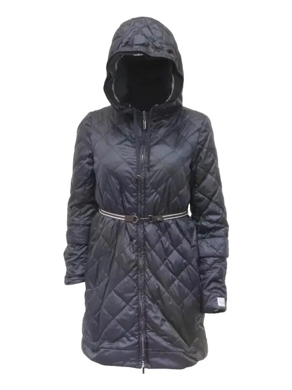 Max Mara Quilted Hooded Belted Jacket - Blue