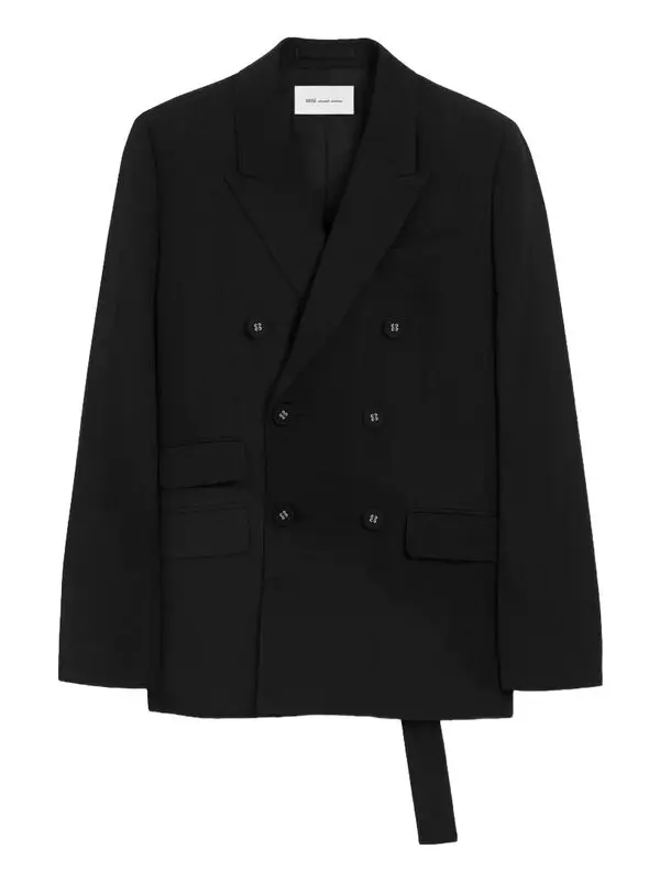 AMI Paris Double Breasted Wool Blazer - Black