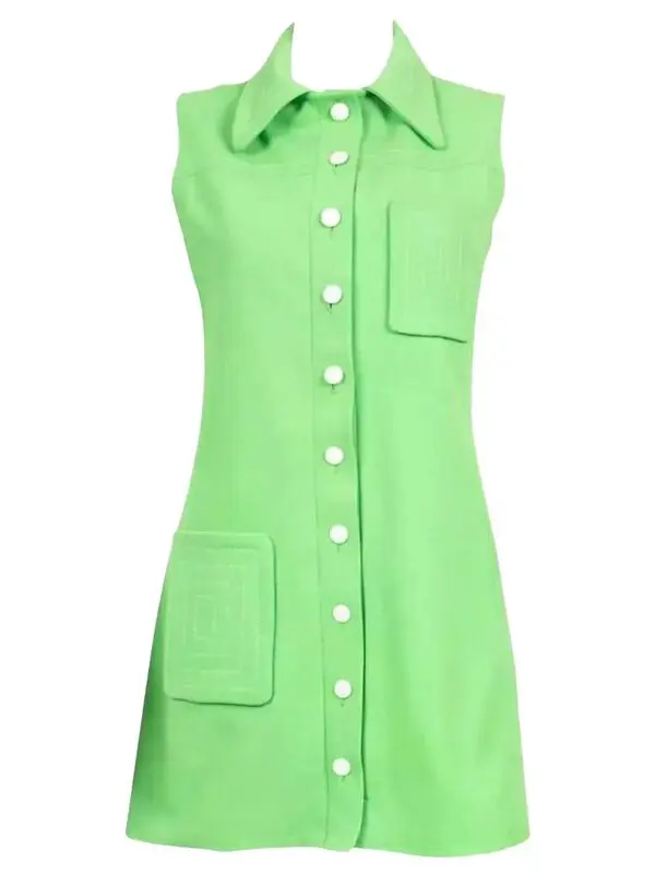 Pierre Cardin Sleeveless Button-up Mini Dress - Green