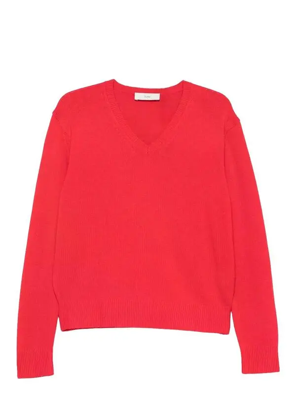 DUNST Fine Knit V-neck Sweater - Red