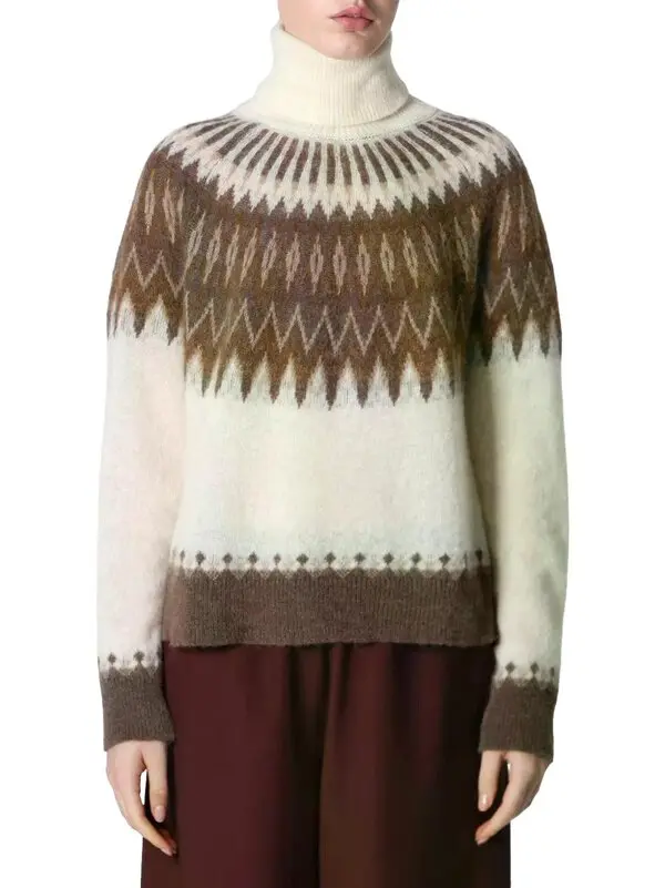 ROBERTO COLLINA Fair Isle Knit Roll-neck Sweater - Neutrals