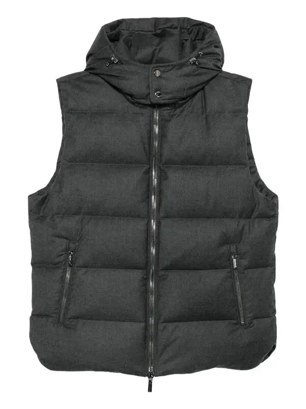 MOORER Quilted Hooded Gilet - Grey