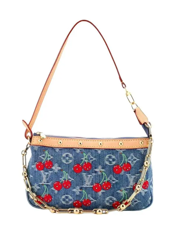 LOUIS VUITTON Chain Pochette Accessoires Nm Limited Edition Monogram Cerises Denim Shoulder Bag - Blue