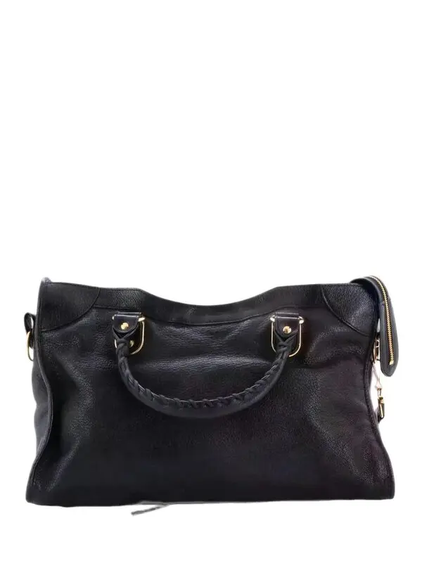 Balenciaga City Classic Metallic Edge Bag Leather Medium Satchel - Black