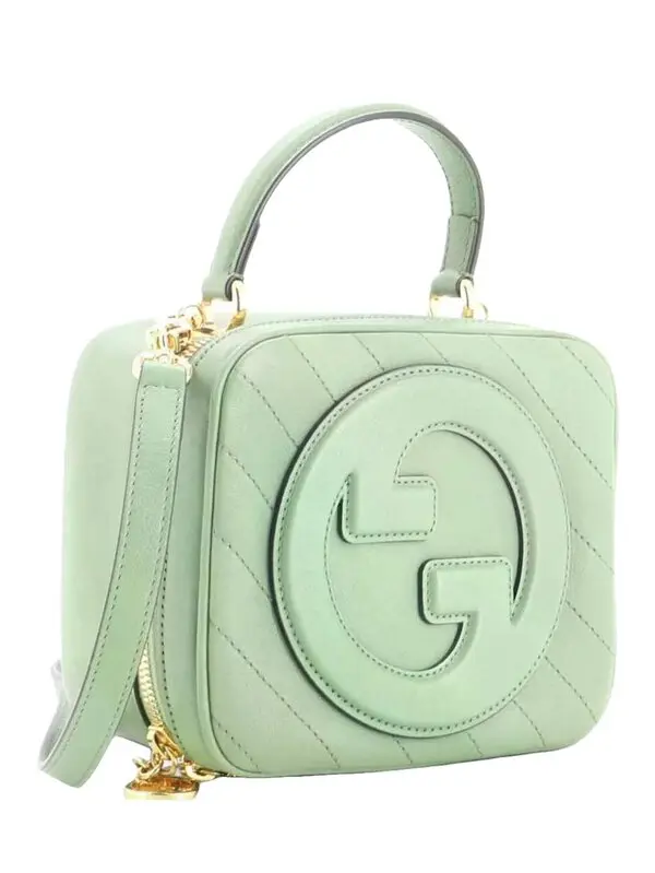 Gucci Blondie Nm Top Handle Shoulder Bag Diagonal Quilted Leather Satchel - Green