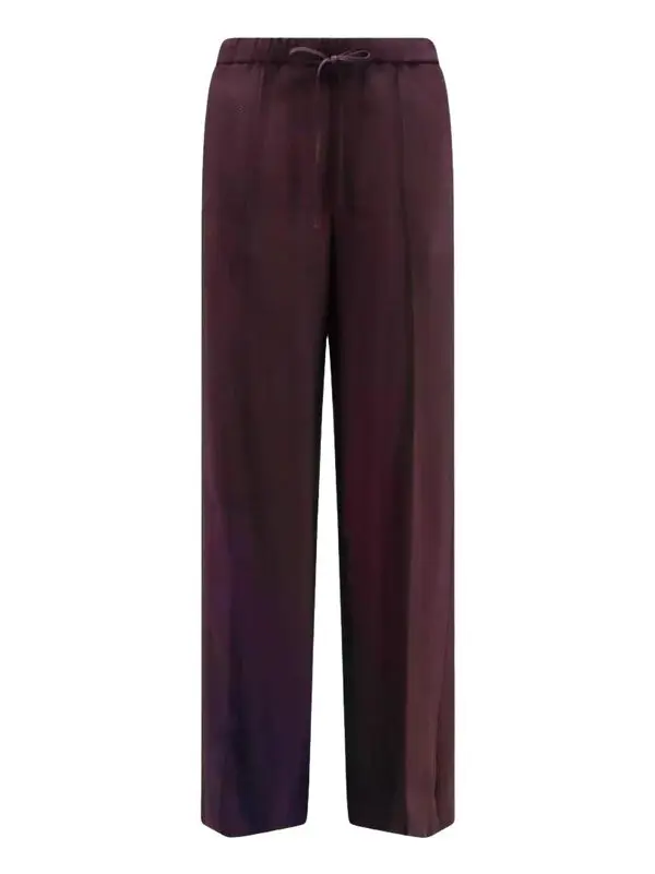 Vince Drawstring Waist Satin Wide Leg Trousers - Purple
