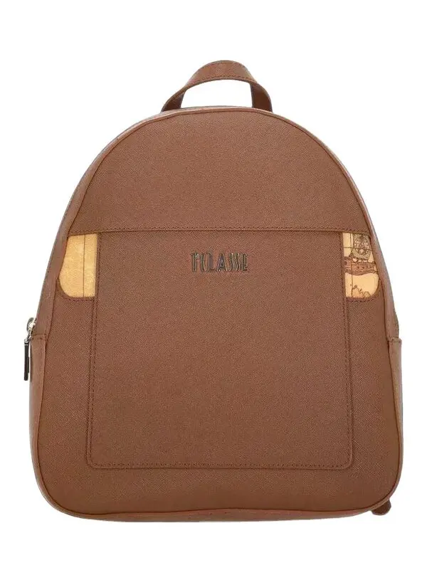 ALVIERO MARTINI 1° CLASSE Backpack With Map Print And Logo Plaque - Brown