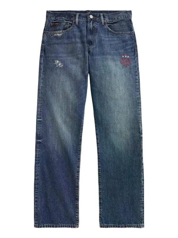 Polo Ralph Lauren Distressed Embroidered Jeans - Blue