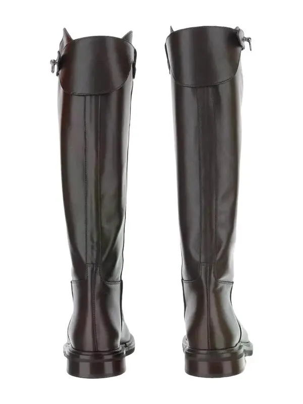 POEVE Buckled Leather Knee-high Boots - Brown