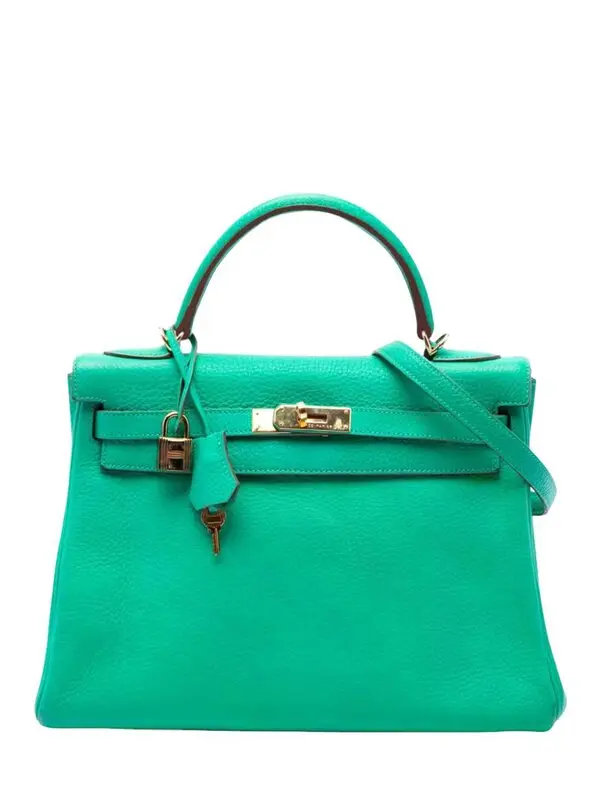 Hermès Clemence Kelly Ii Retourne 32 Satchel - Green