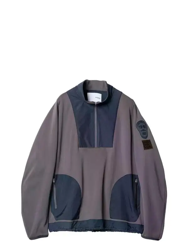 YOSHIOKUBO Ripstop-panelled Quarter-zip Jacket - Brown