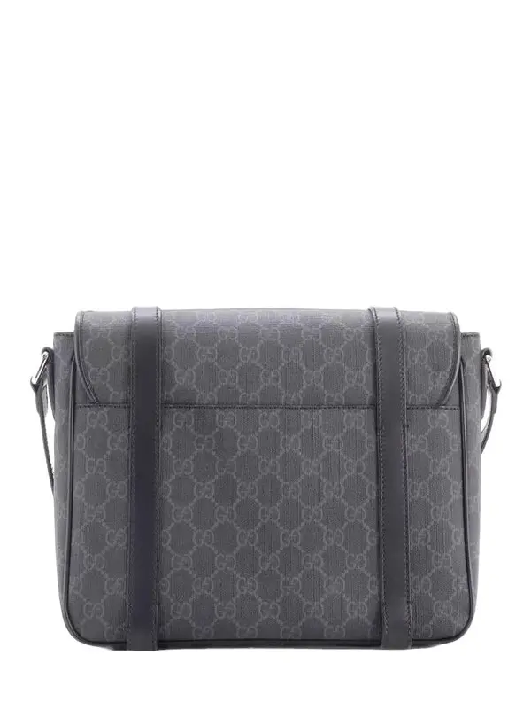 Gucci Gg Coated Canvas Leather Messenger Bag - Black