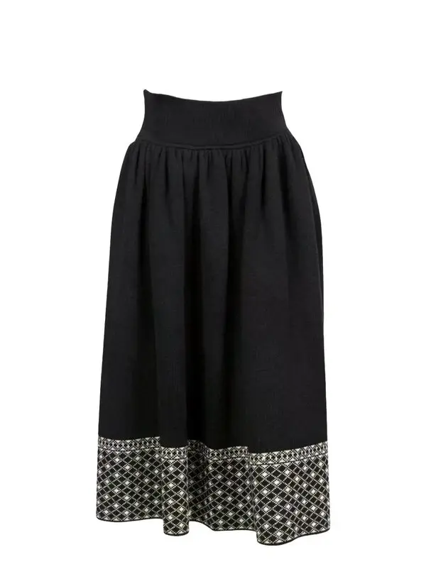 Saint Laurent 1990s Rive Gauche Knitted Midi Skirt - Black