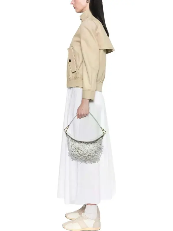 Loewe Small Leather Fringe Luna Hobo Bag - White