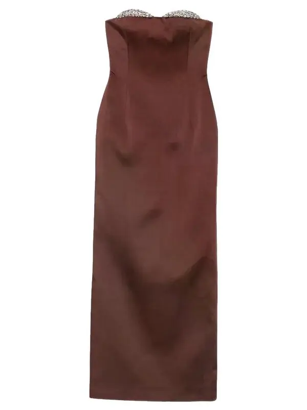 THE NEW ARRIVALS ILKYAZ OZEL Strapless Embellished Sweetheart Neck Dress - Brown