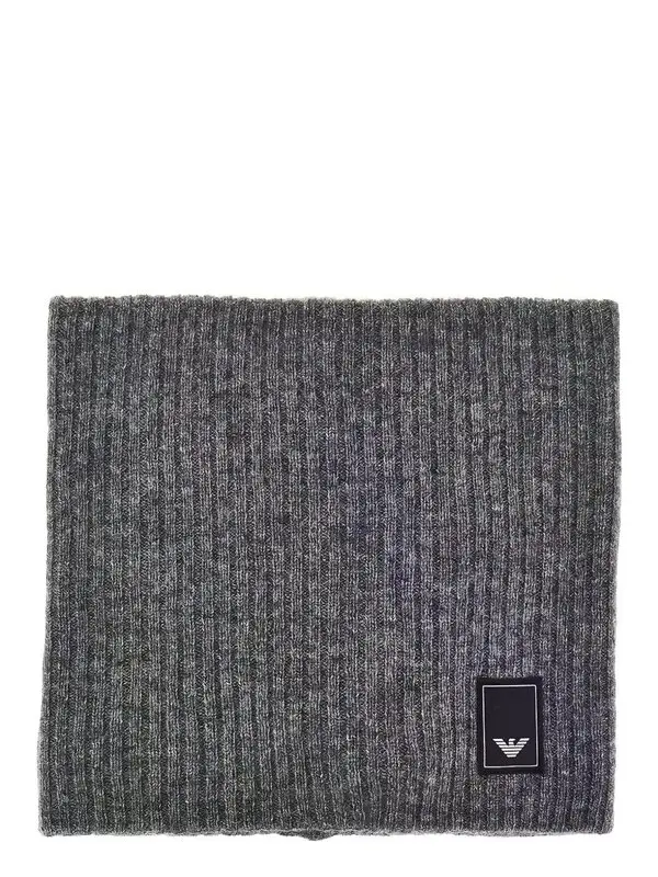 Emporio Armani Ribbed-knit Logo Patch Neck Warmer - Grey