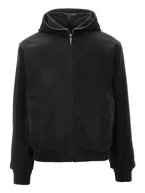 Gucci Logo Embroidered Hooded Jacket - Black