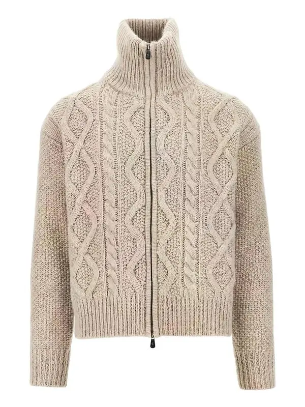PIACENZA CASHMERE 1733 Cable-knit Zip-up Cardigan - Neutrals