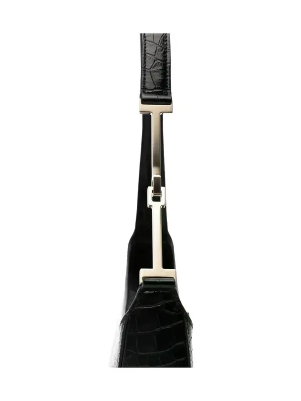 TOM FORD Crocodile-effect Leather Shoulder Bag - Black