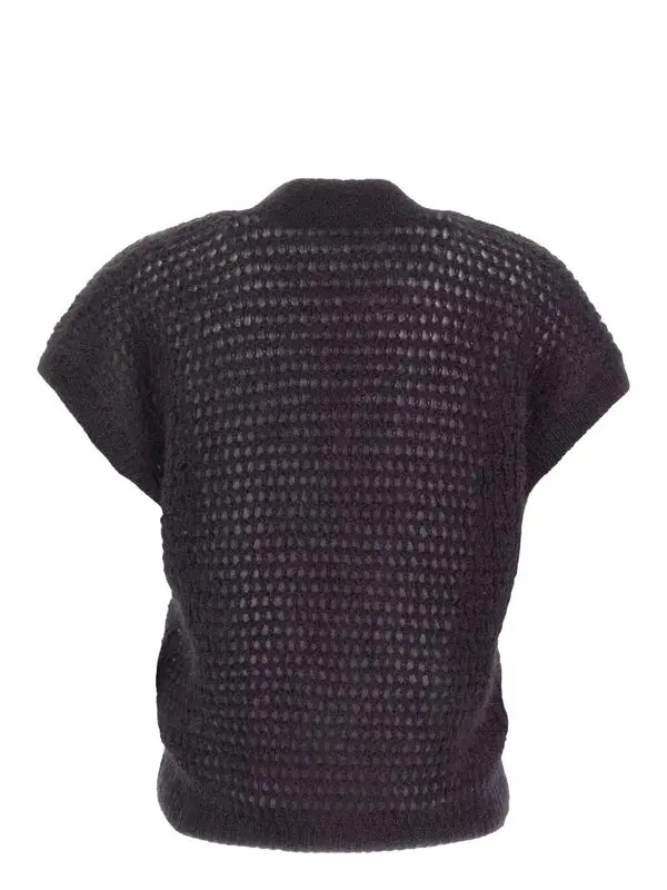 Eleventy Sleeveless Openwork-knit V-neck Cardigan - Grey