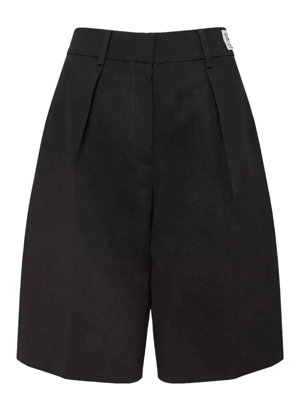 RE CODE Pleated Frayed-edge Shorts - Black