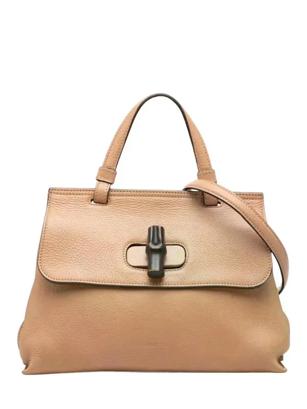 Gucci Small Calfskin Bamboo Daily Satchel - Neutrals