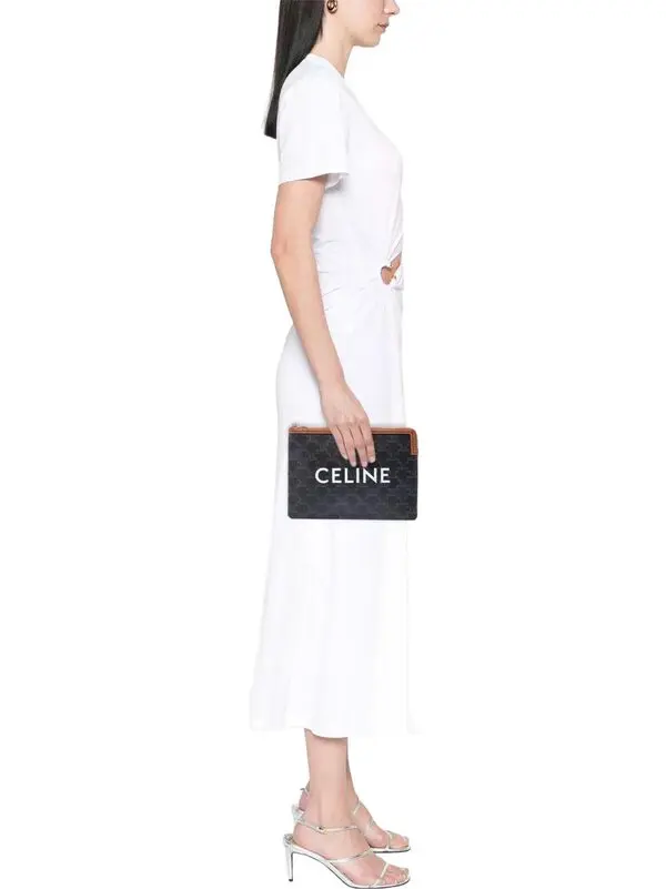 Celine Triomphe Coated Canvas Clutch Bag - Brown