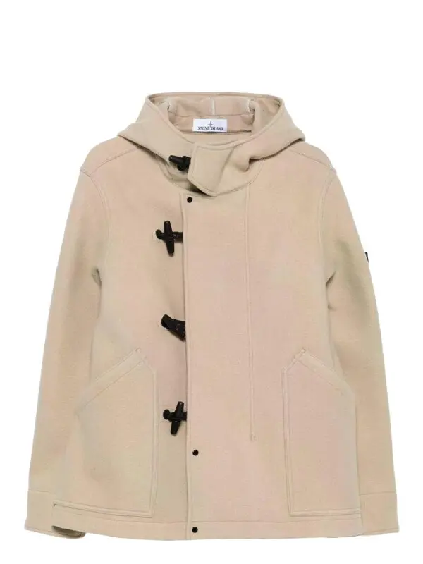 Stone Island Hooded Jacket With Toggle Fastening - Neutrals