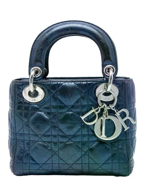 Dior Mini Lady Satchel Metallic Calfskin - Blue