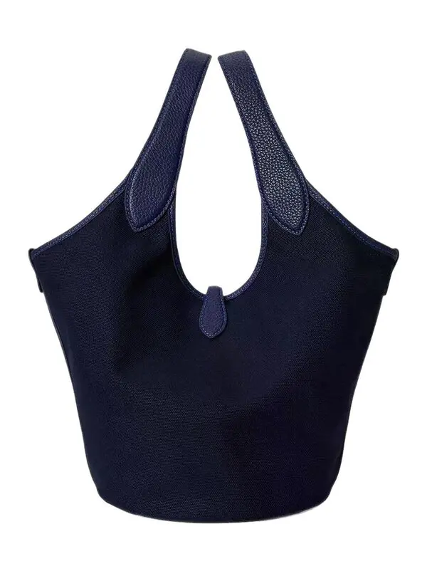 Polo Ralph Lauren Canvas Tote Bag With Leather Trim And Logo Embroidery - Blue