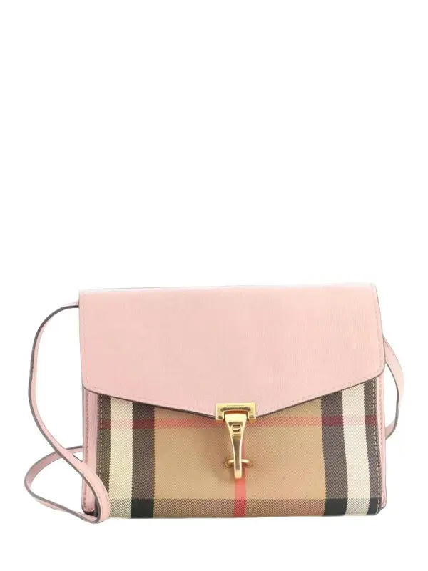 Burberry Small Crossbody Bag In Leather And House Check Canvas - Pink
