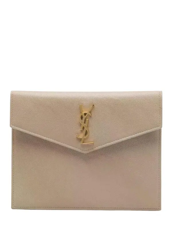 Saint Laurent Baby Grain De Poudre Uptown Pouch Clutch Bag - Neutrals