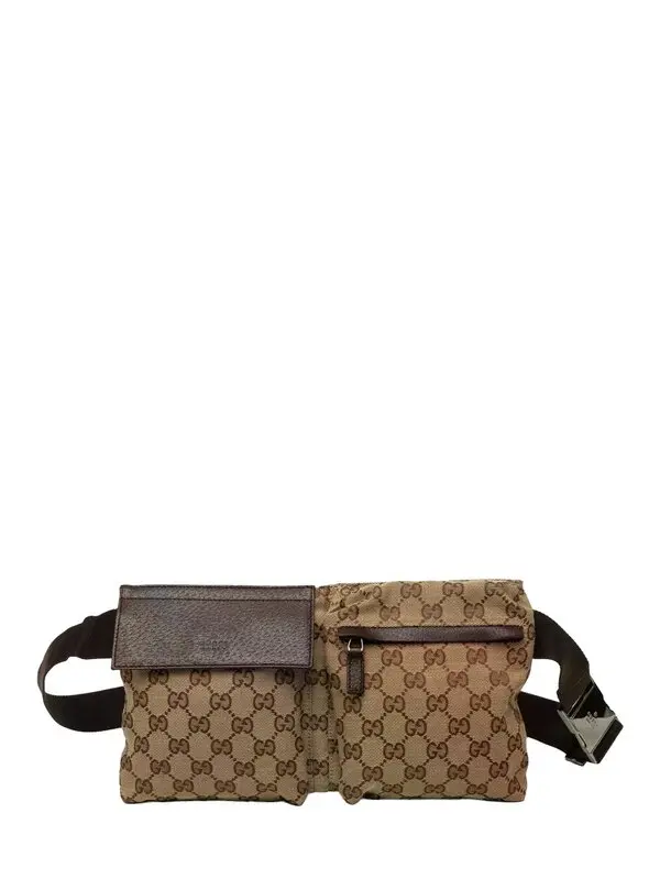 Gucci Gg Canvas Double Pocket Belt Bag - Neutrals