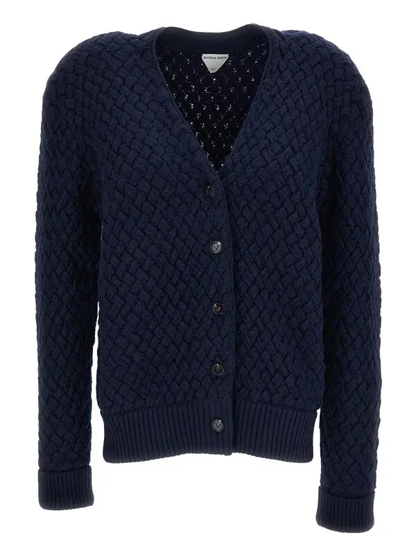 Bottega Veneta Cable Knit Cardigan - Blue