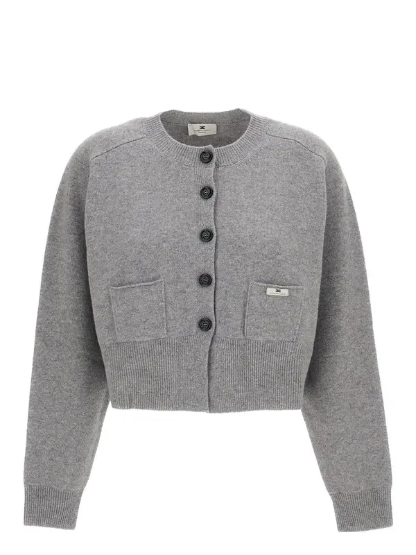 Elisabetta Franchi Short Cardigan With Buttons And Pockets - Grigio