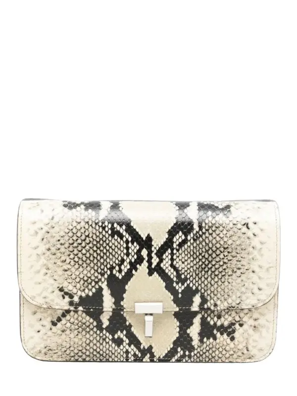 TOTEME Python Embossed Leather Crossbody Bag - Black