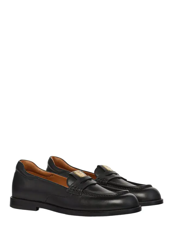 Mcm Brass Plate Loafers In Calfskin - Black