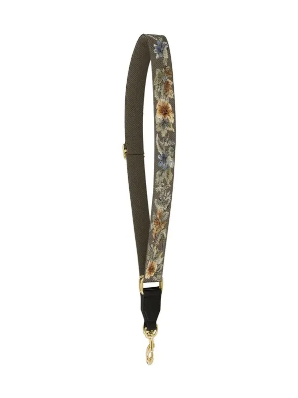 Fendi Embroidered Floral Strap You Shoulder Strap - Green