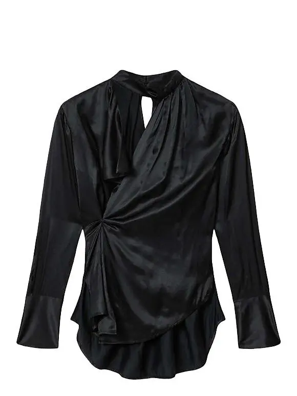 ALLSAINTS Zellie High-neck Silk-blend Top - Black