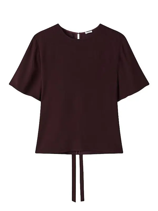 JOSEPH Atheris Tie-waist Crepe Top - Mahogany