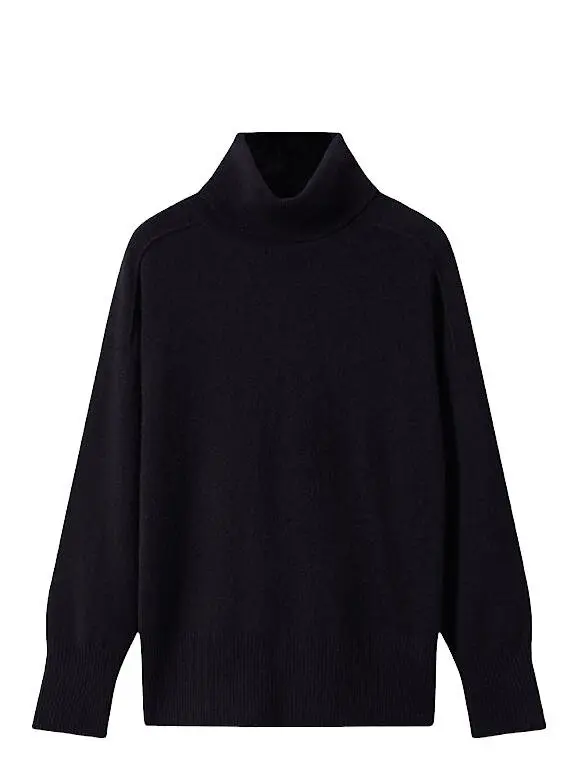 Whistles Roll Neck Knitted Cashmere Jumper - Black