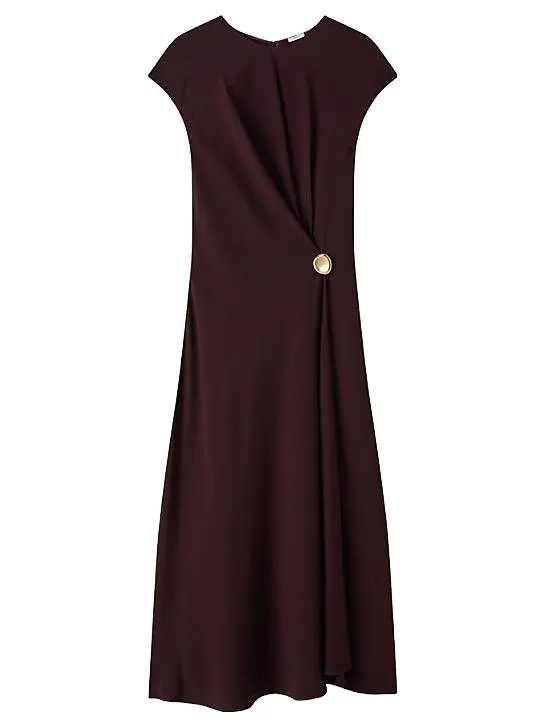 JOSEPH Taipan Draped-waist Crepe Maxi Dress - Mahogany