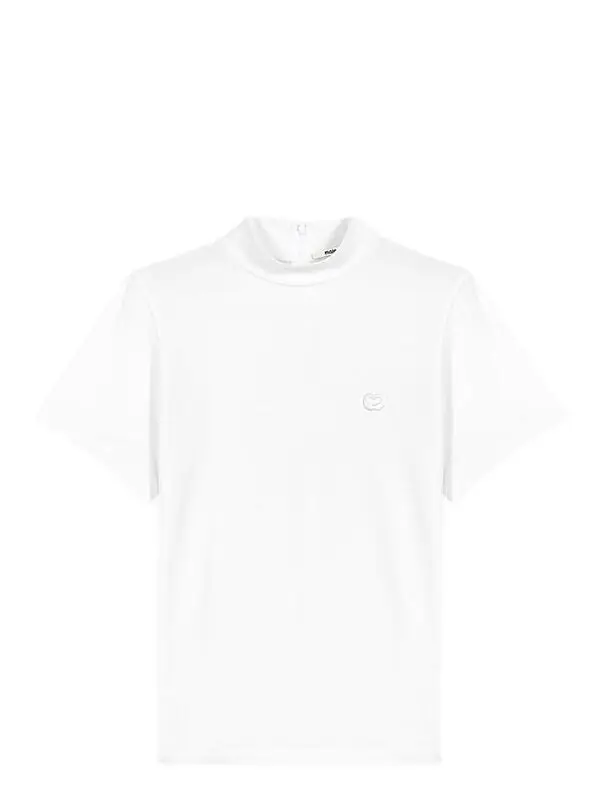 Maje Crewneck Back-zip Cotton T-shirt - White