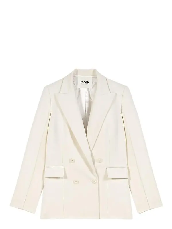 Maje Tailored Double-breasted Wool-blend Blazer - Ecru