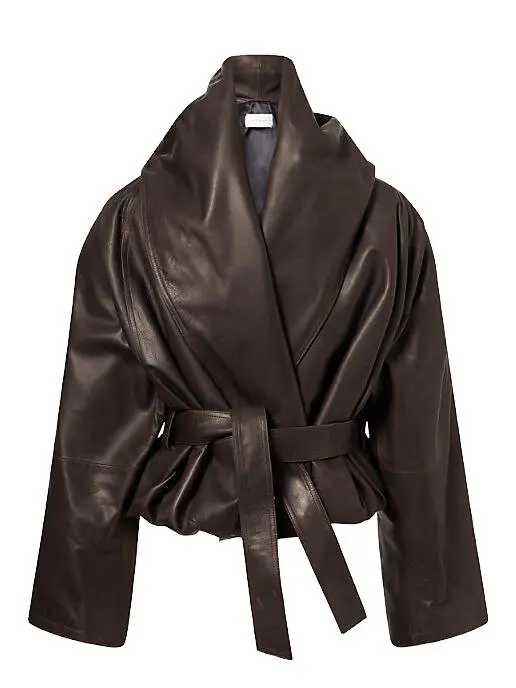 Magda Butrym Belted Leather Jacket - Brown