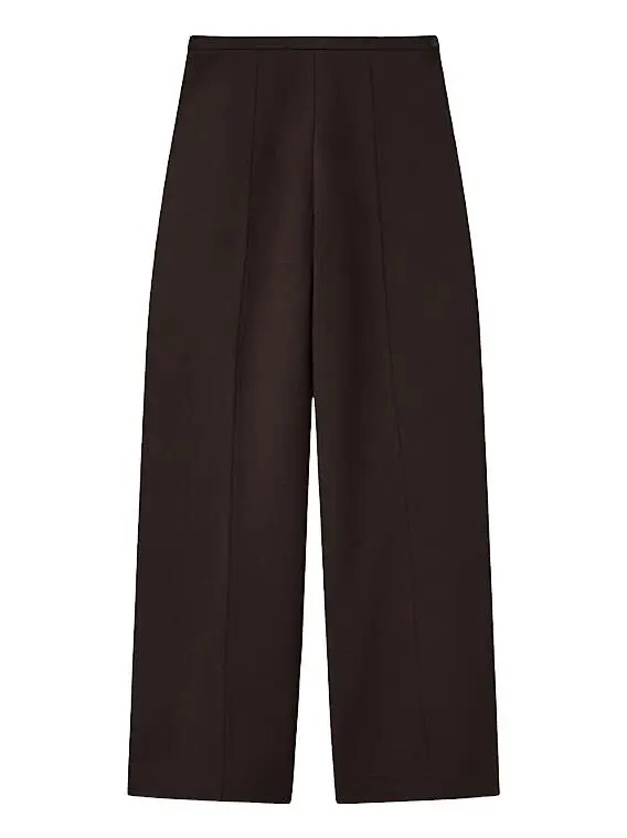 Whistles Wide-leg Mid-rise Stretch-woven Trousers - Brown