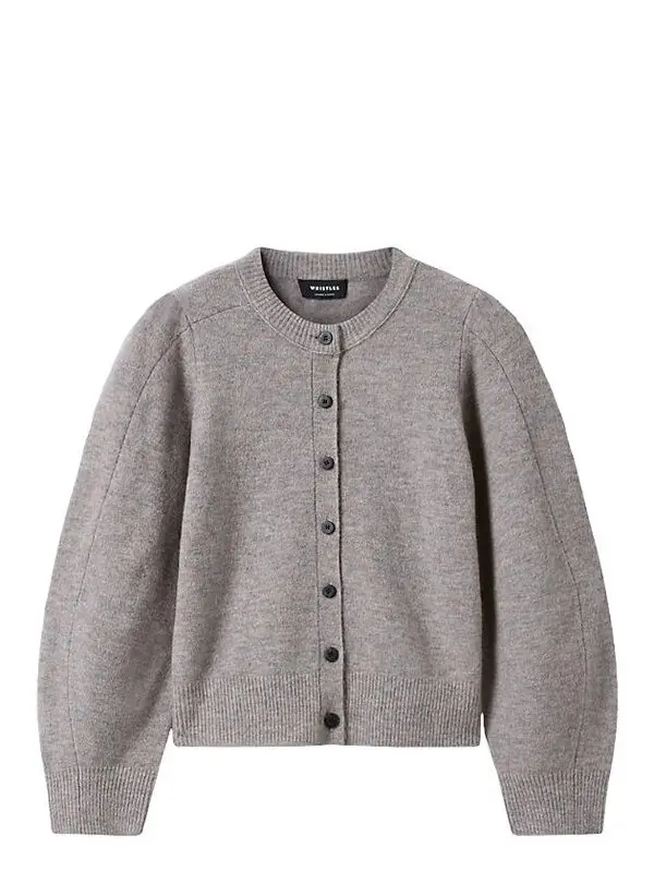 Whistles Puff Sleeve Wool-blend Cardigan - Neutral