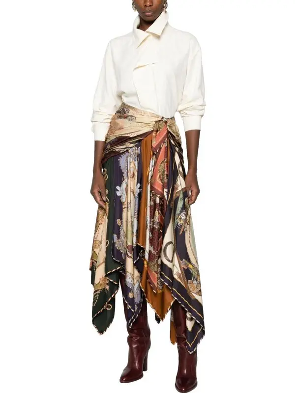 Zimmermann Valiant Printed Silk Skirt - Brown